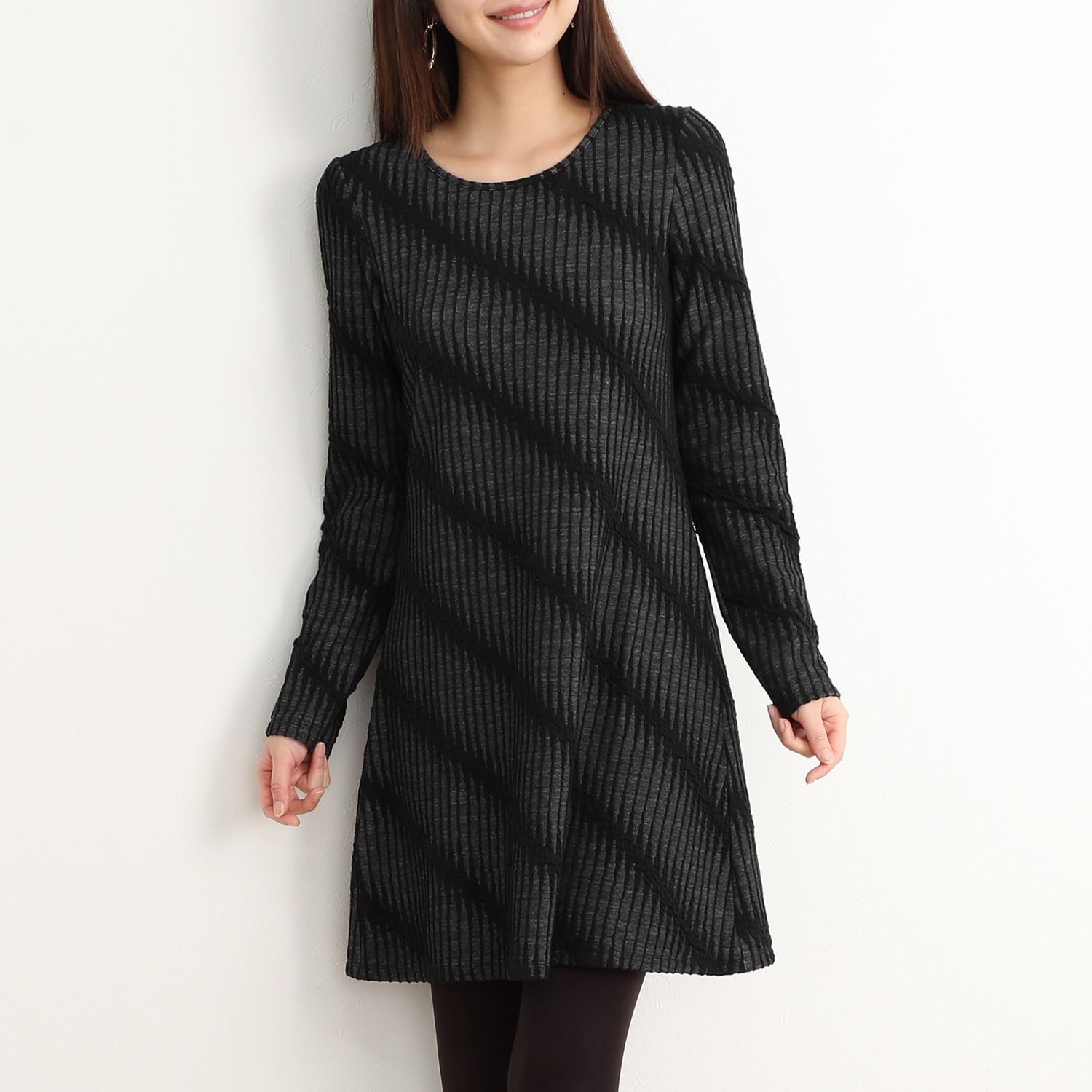 ダジュール ニットジャガード ワンピース ファッション ワンピース／ドレス 長袖 ダジュール|通販・テレビショッピングのショップチャンネル