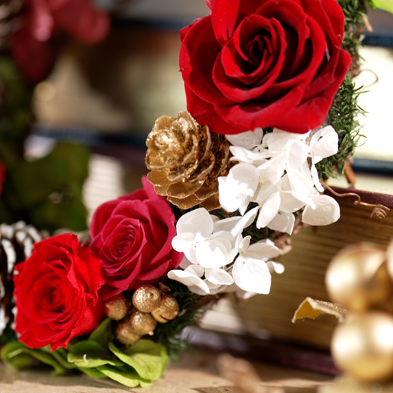 GINZA SOBI FLOWERS プリザーブドフラワー ミニミニリース “エクラタン” サービス・お花・コレクターズ 生花／造花 造花 ソ ...