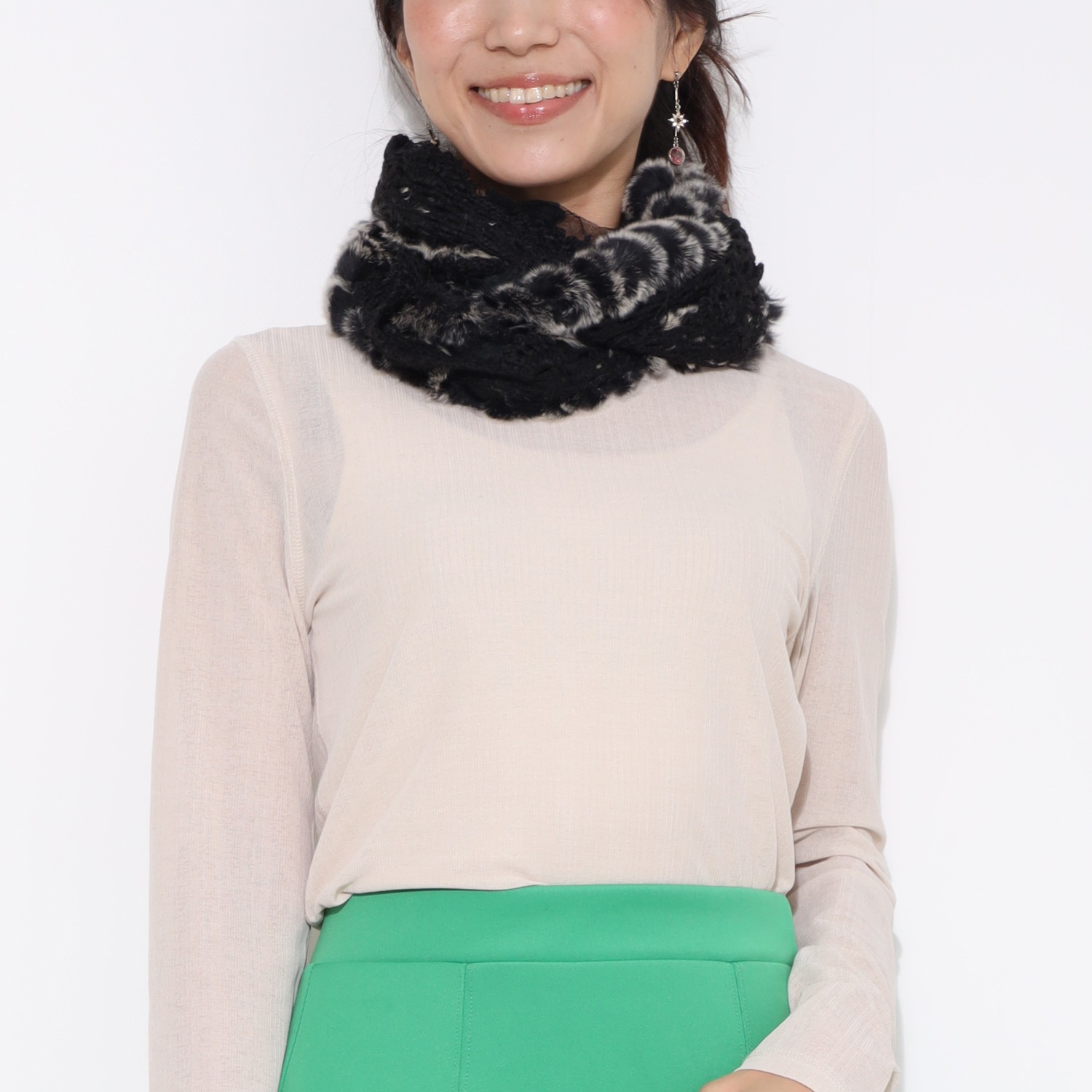 ダジュール レッキスラビット＆レース ストール 靴・バッグ・小物・インナー ネックウエア ストール ダジュール|通販・テレビショッピングの ...