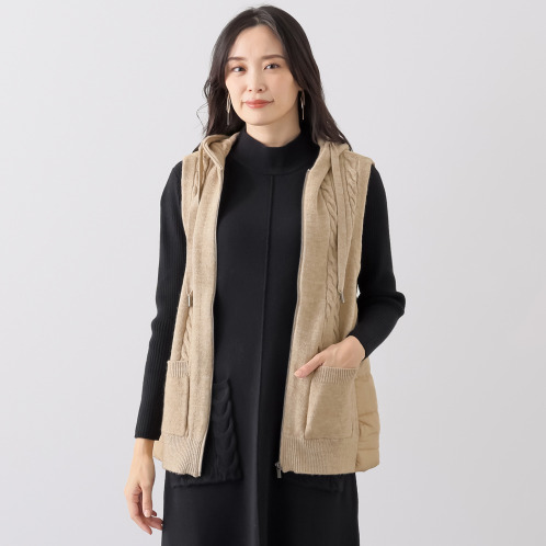 ダジュール 異素材ドッキング デザインベスト ファッション ベスト／ジレ その他 ダジュール|通販・テレビショッピングのショップチャンネル